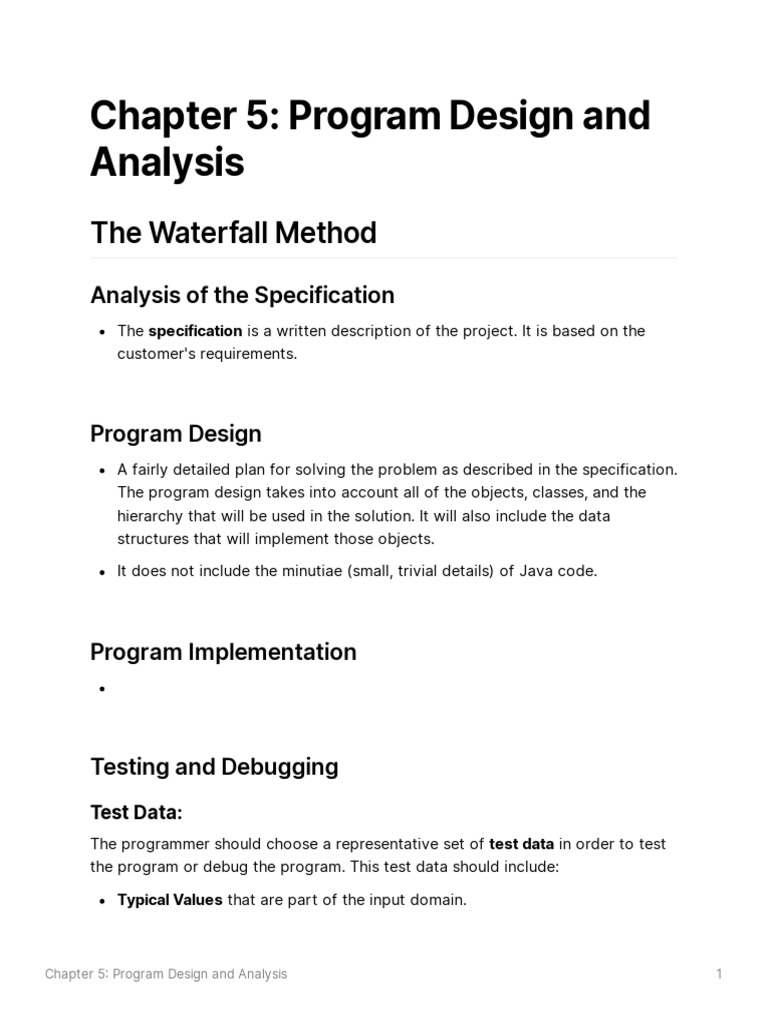 Chapter 5: Program Design and Analysis: The Waterfall Method | PDF | Class (Computer Programming ...