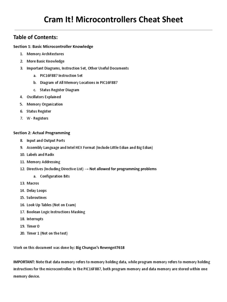 Microcontrollers Cheat Sheet | PDF | Computer Data Storage | Macro ...
