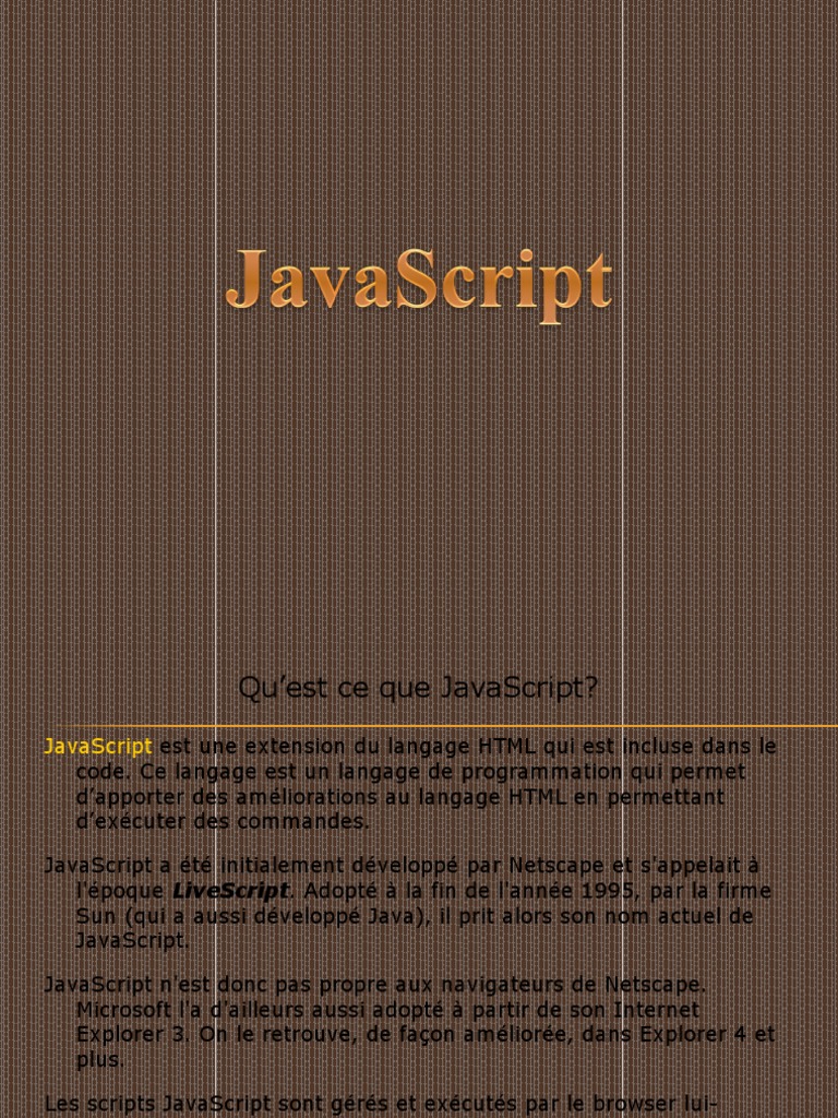 CoursJavaScript Id1796 | PDF | JavaScript | Modèle d'objet de document