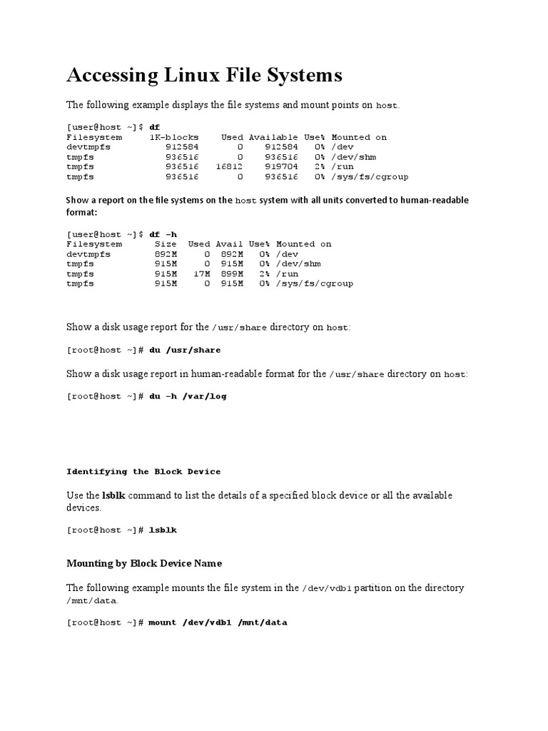 Accessing Linux File Systems | PDF | Filename | File System