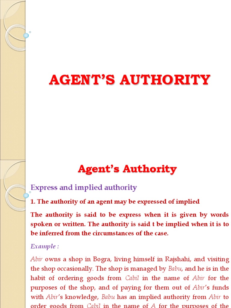 Agent Authority | PDF | Law Of Agency | Legal Liability