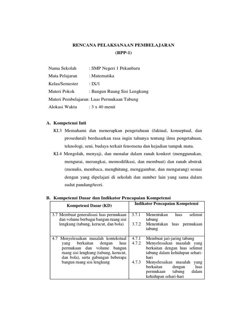 RPP LP Tabung PDF | PDF