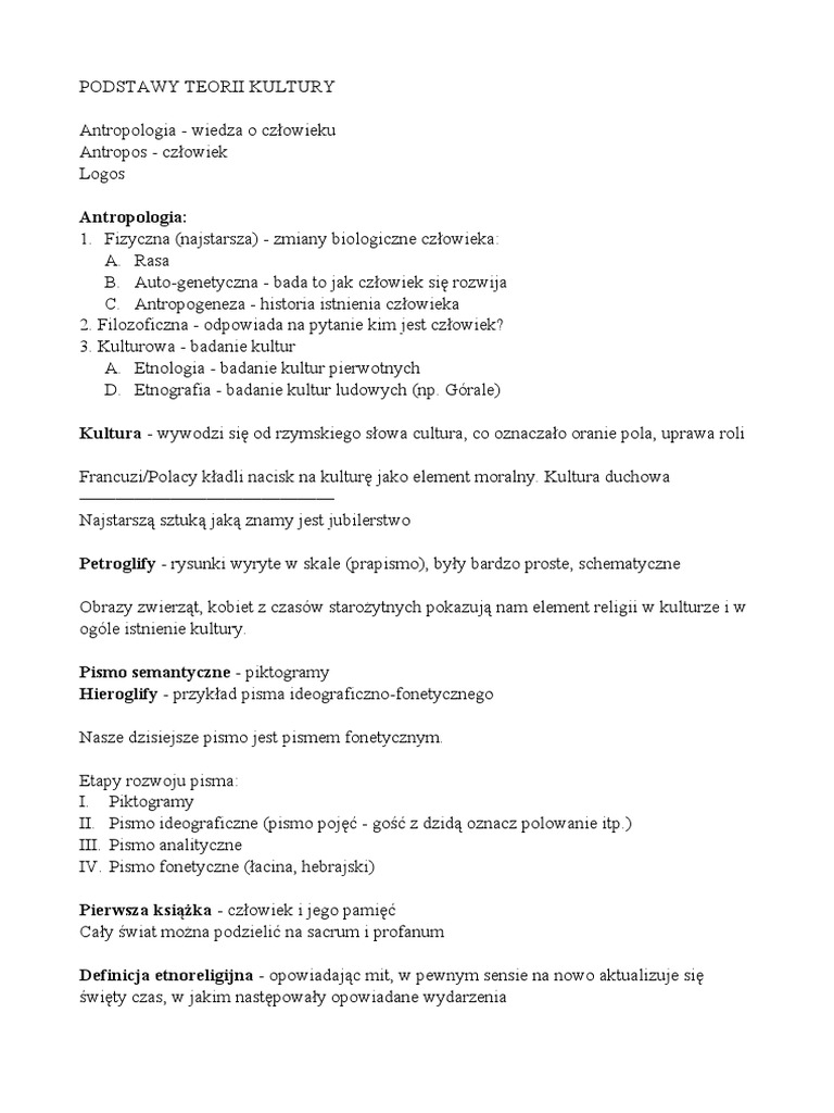 Podstawy Teorii Kultury | PDF