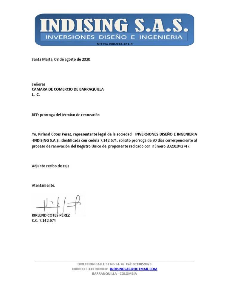 Carta Camara Comercio 08 Ag | PDF