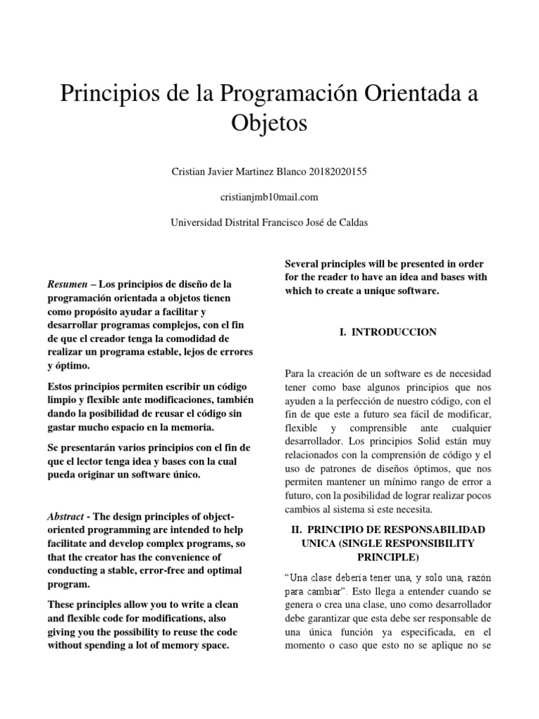 Principios de POO PDF | PDF | Objeto (informática) | Software