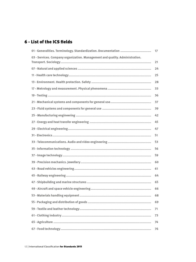 6 - List of The ICS Fields: - International Classification For ...