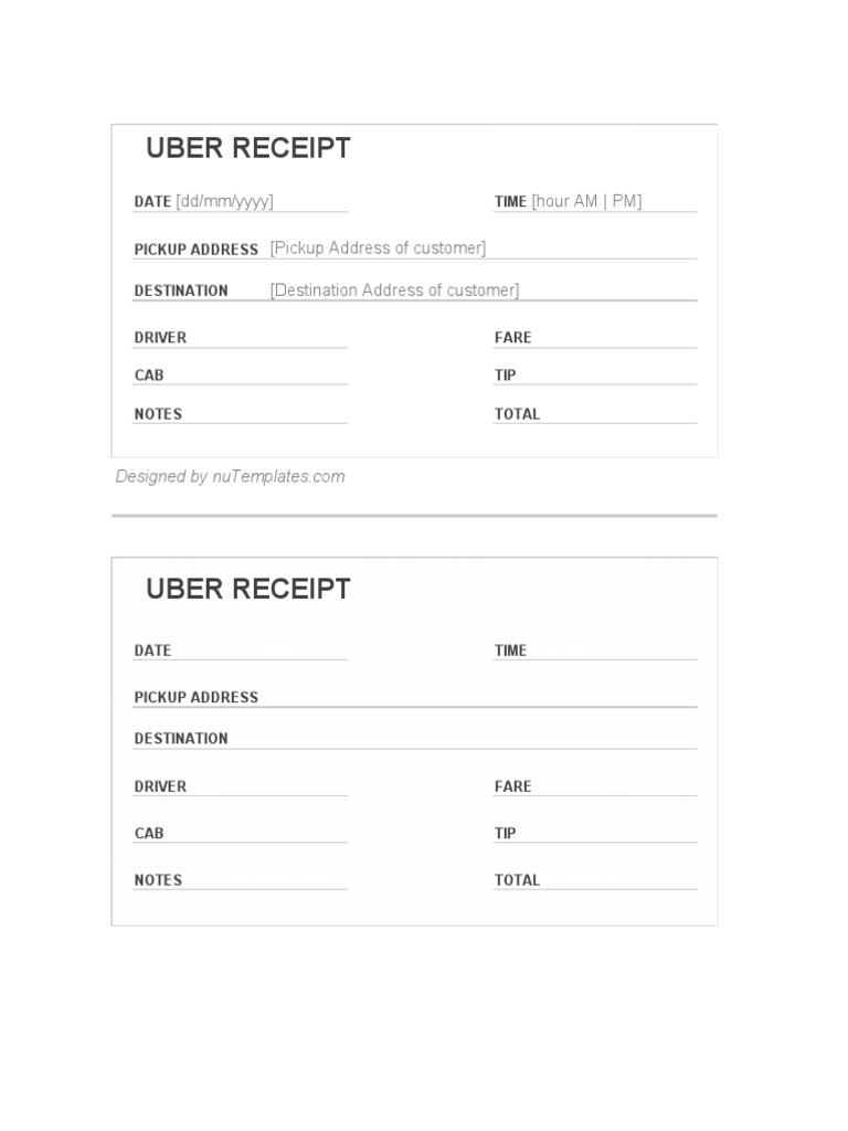 Uber Receipt: (Dd/mm/yyyy) (Hour AM - PM) (Pickup Address of Customer ...