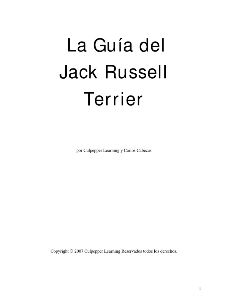 Learning, Culpepper & Cabezas, Carlos - La Guía Del Jack Russell ...