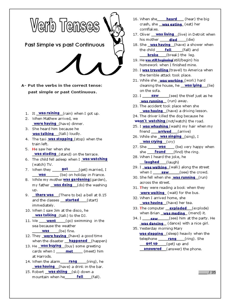 Past Simple vs. Past Continuous Exercises | PDF
