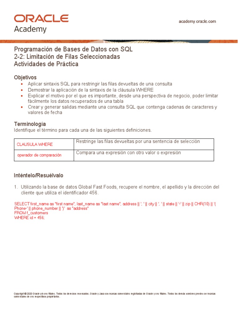 DP 2 2 Practice Esp | PDF | SQL | Ciencias de la Información