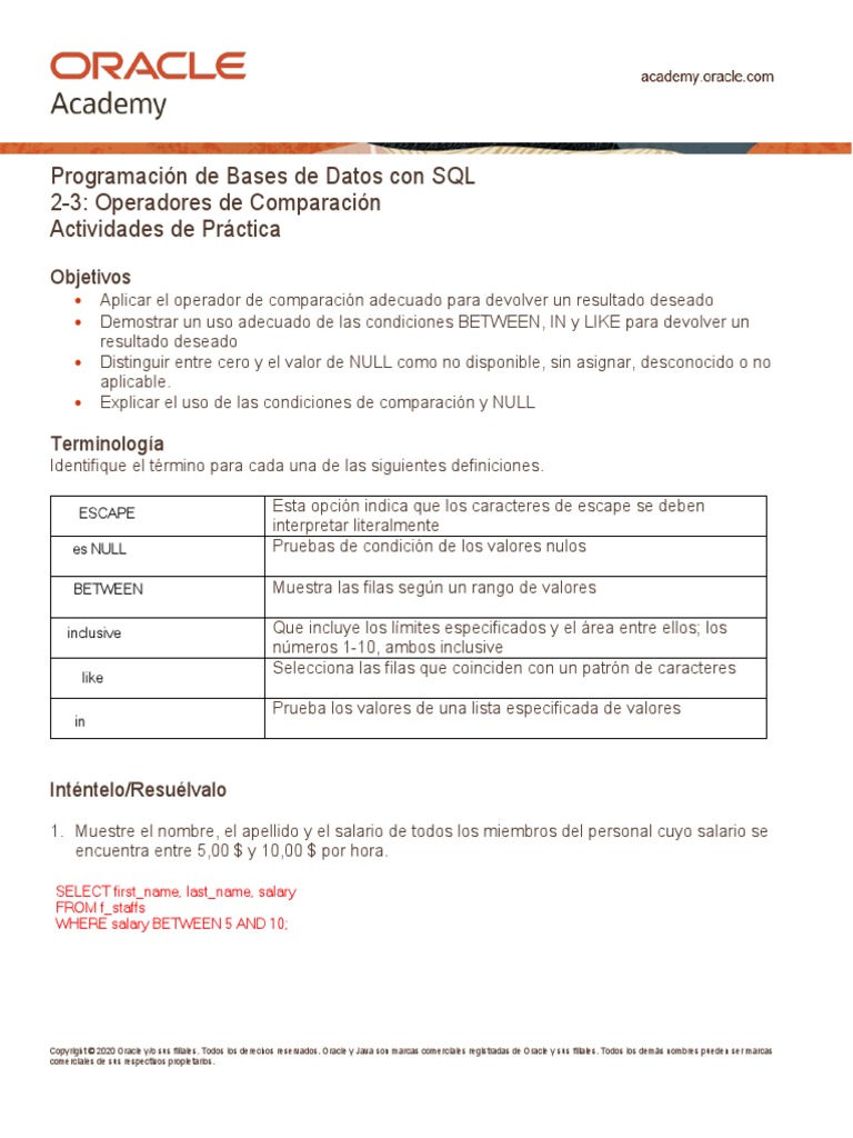 DP 2 3 Practice Esp | PDF | Programación de computadoras | Bases de datos
