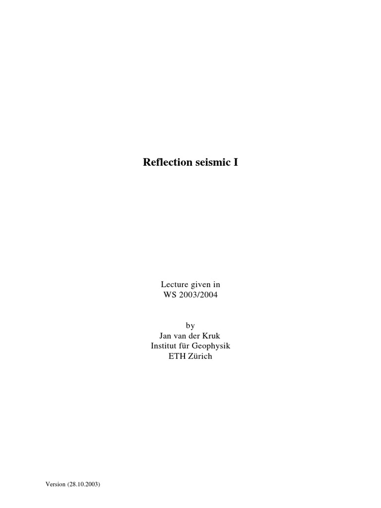 Reflection Seismic I | PDF | Reflection Seismology | Reflection (Physics)