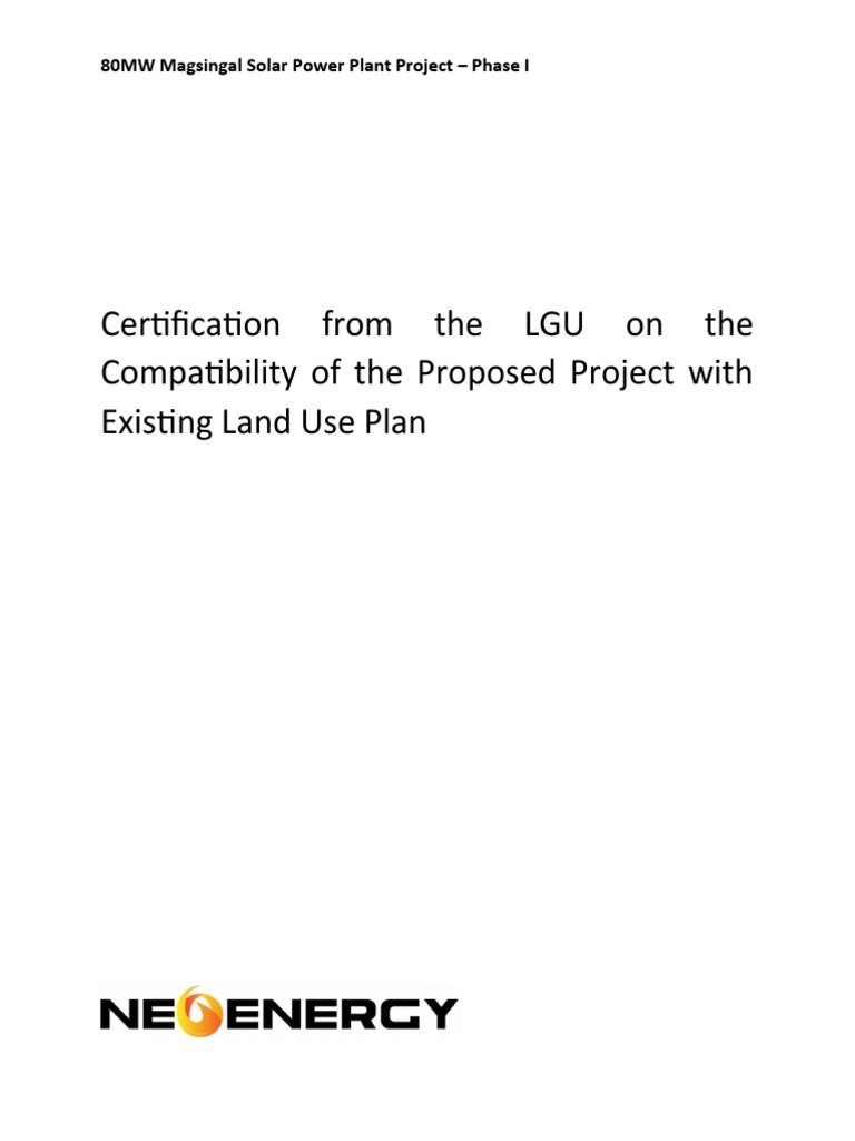 Certification From LGU On The Compatibility of Proposed Project With ...