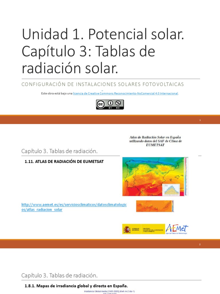UT 1 Cap3 Tablas Radiacion PDF | PDF | Luz de sol | Energía y recursos
