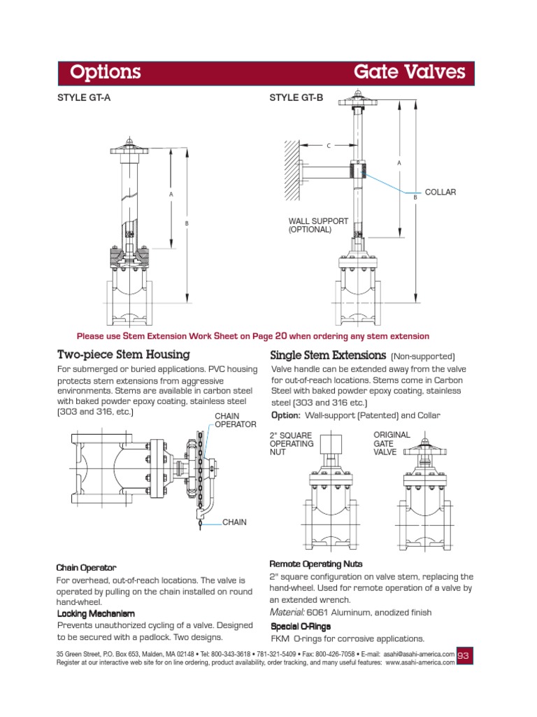 Extended Stem Gate Valve Options | PDF | Valve | Stainless Steel