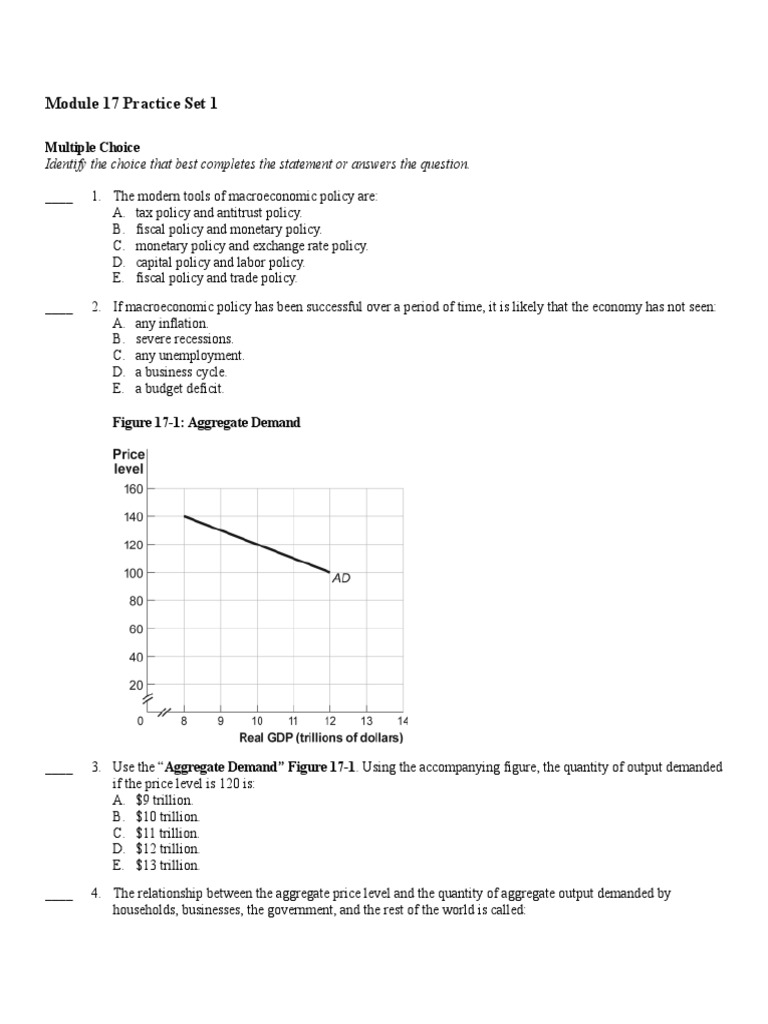 Module 17 Practice Set 1 | PDF | Aggregate Demand | Supply (Economics)