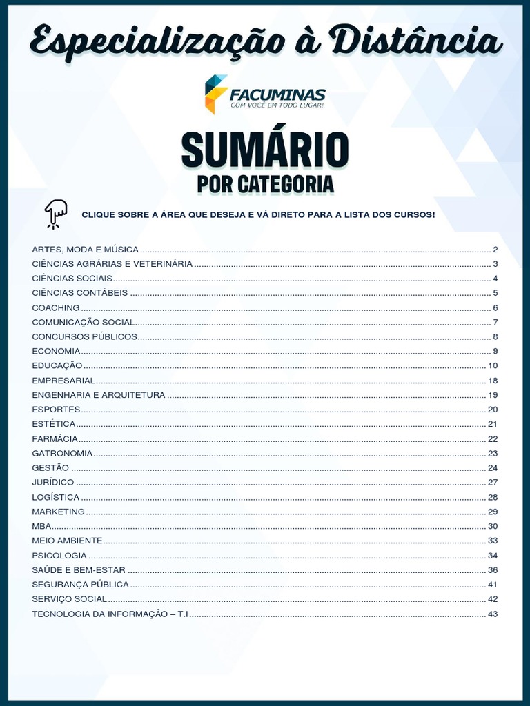 Lista De Cursos Facuminas Ead Oficial Pdf Farmácia Educação Especial