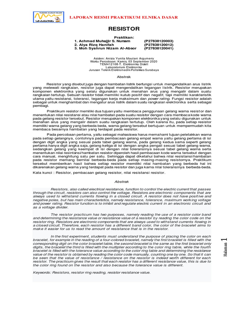 Laporan Materi Resistor | PDF