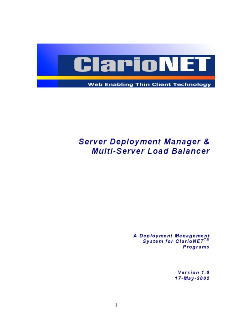Server Deployment Manager & Multi-Server Load Balancer: A Deployment Management System For ...
