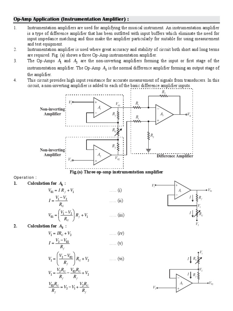 Three-Op Amp Instrumentation Amplifier | PDF | Amplifier | Operational ...