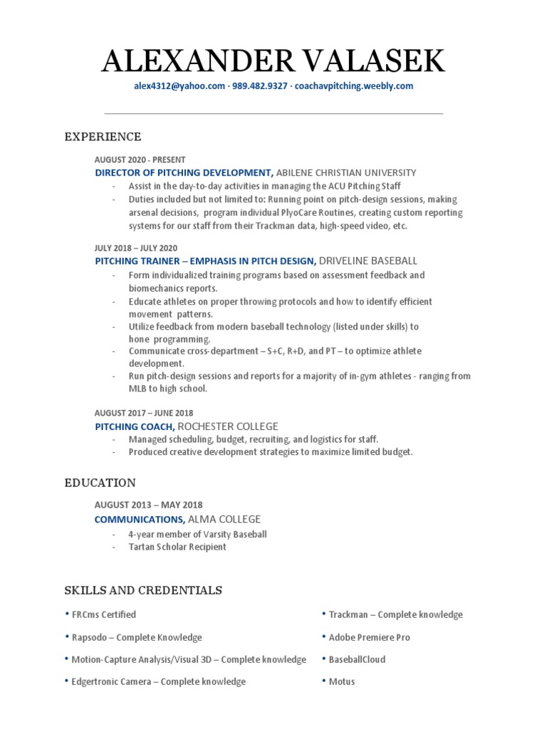 Pitching Development Expert Resume | PDF | Business