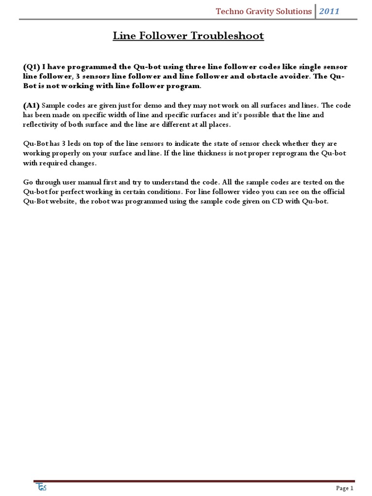 Qu-Bot Line Follower Guide | PDF | Technology & Engineering