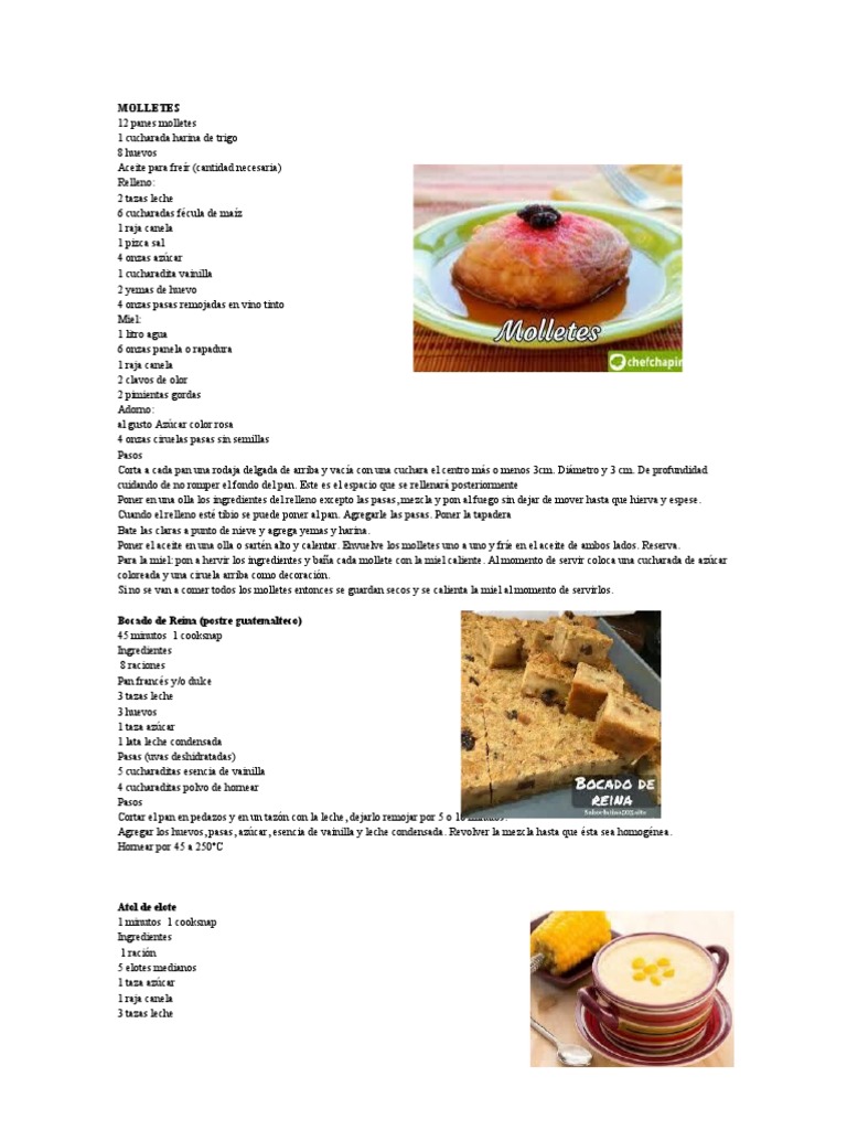 Postres Típicos de Guatemala: Recetas | PDF | Postres | Cocina occidental