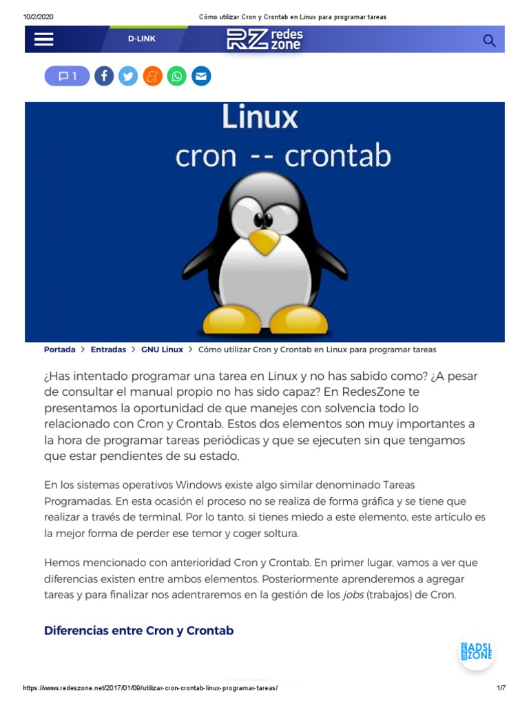 Cómo Utilizar Cron y Crontab en Linux para Programar Tareas | PDF | Software utilitario | Unix