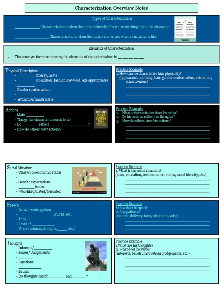 Characterization Lecture Guided Notes | PDF | Narration | Psychological ...