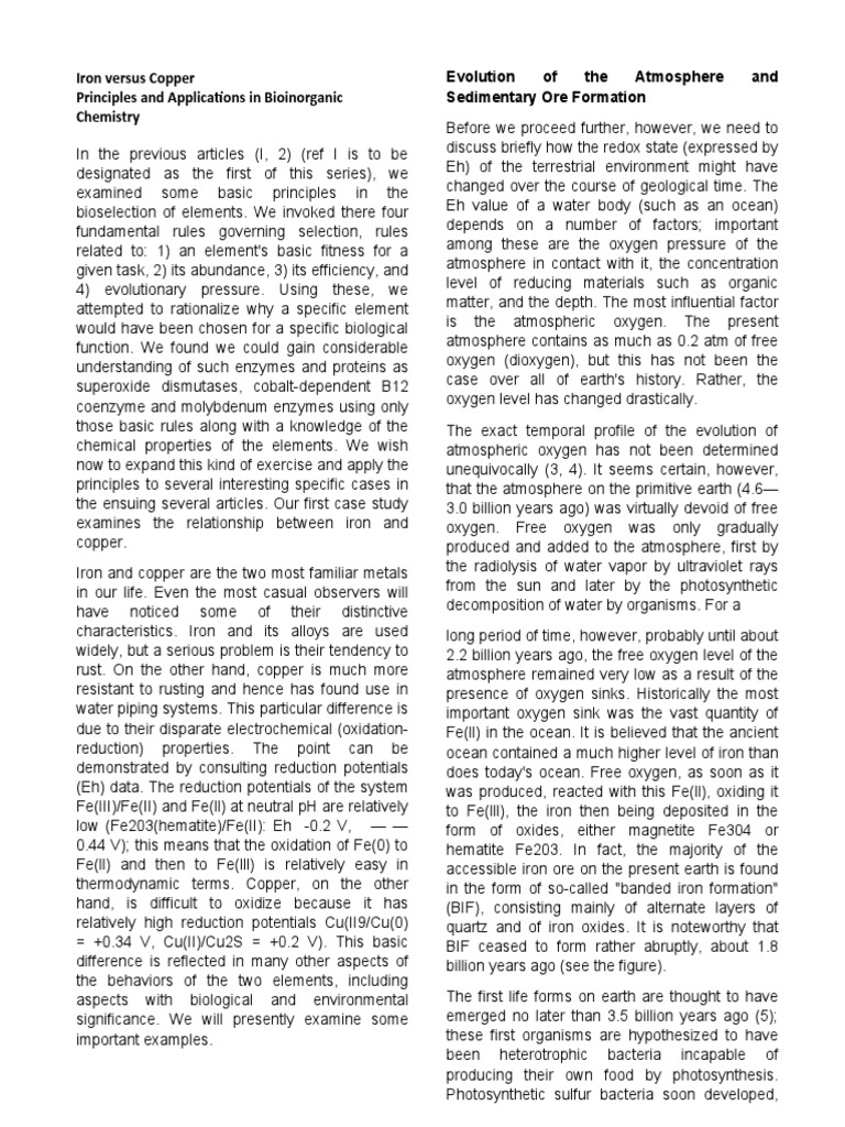 Iron Versus Copper Principles and Applications in Bioinorganic ...