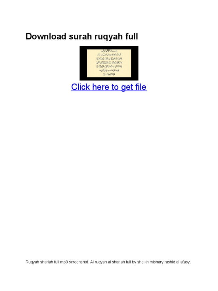 Download Surah Ruqyah Full MP3 | PDF