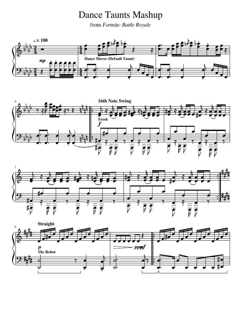 Dance Taunts Mashup: From Fortnite: Battle Royale | PDF | Leisure | Sports