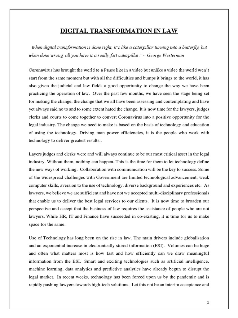 Digital Transformation in Law PDF | PDF | Analytics | Lawyer