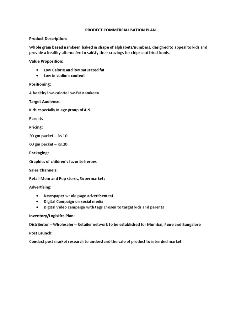 Prodect Commercialisation Plan | PDF | Career & Growth | Business