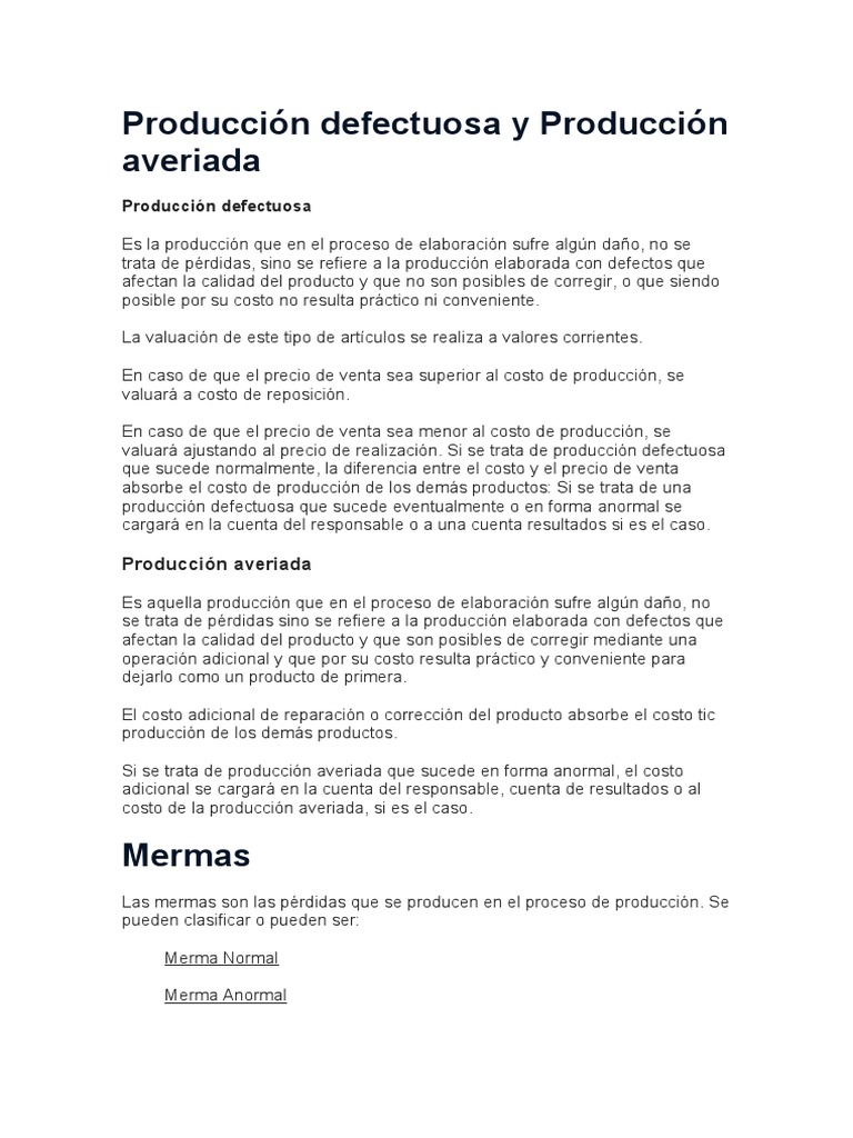 Producción Defectuosa y Producción Averiada | PDF | Business | Economias
