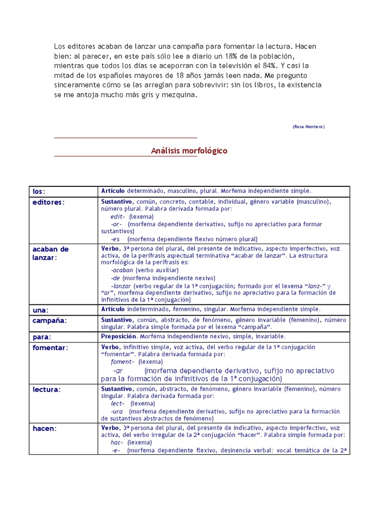 Analisis Morfologico | PDF | Verbo | Plural