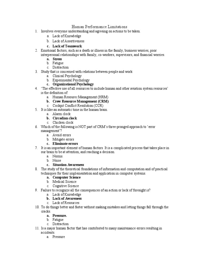 Human Performance Limitations A. B.: Lack of Teamwork | PDF | Human ...