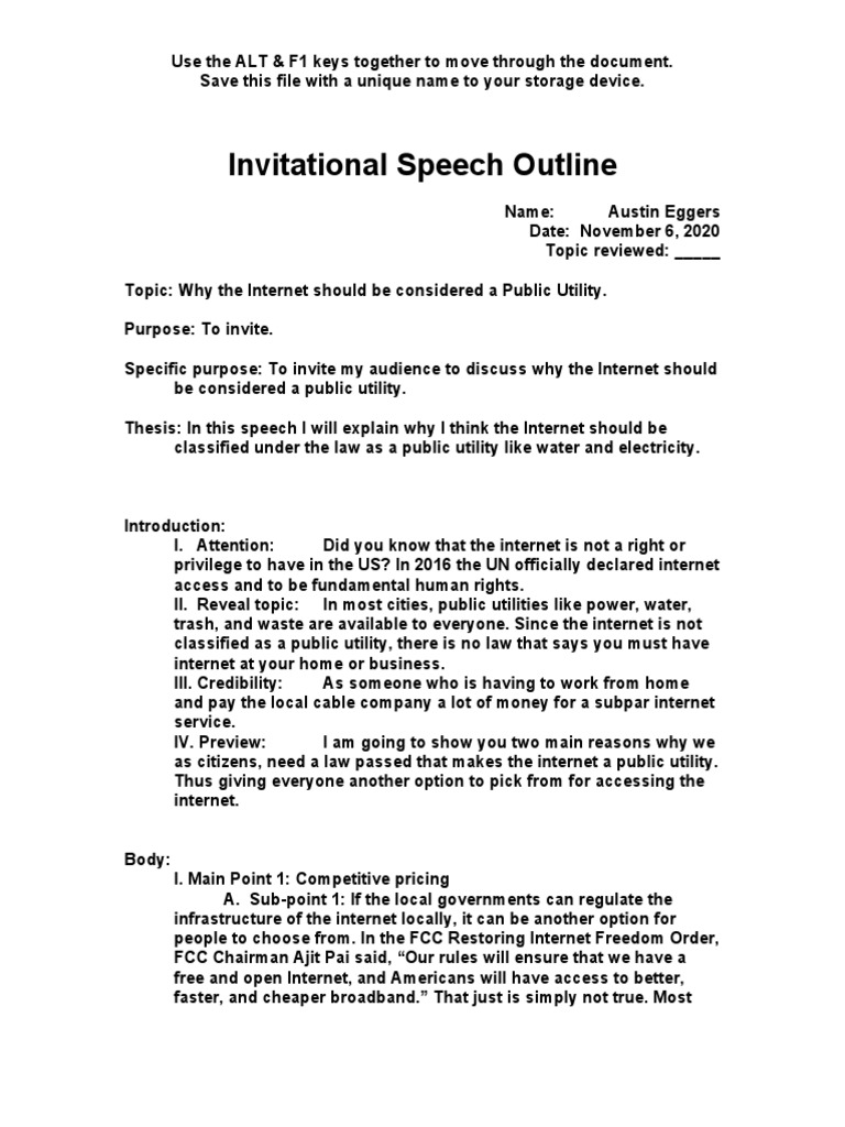 Invitational Speech Outline | PDF | Federal Communications Commission ...