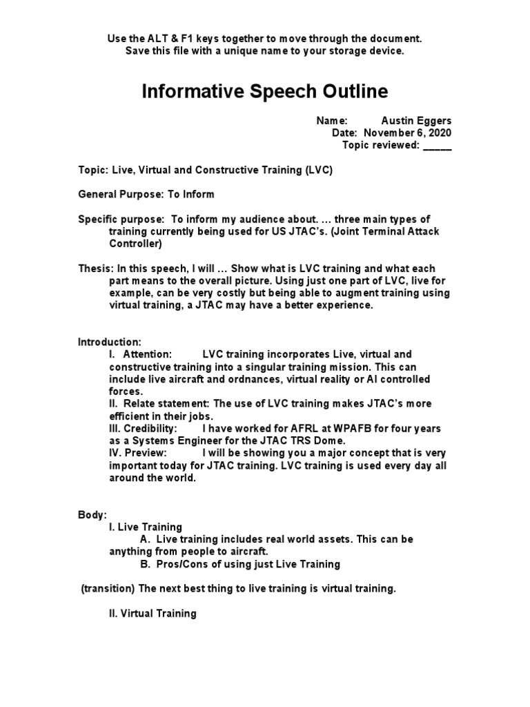 Informative Speech Outline | PDF | Cognition | Psychological Concepts