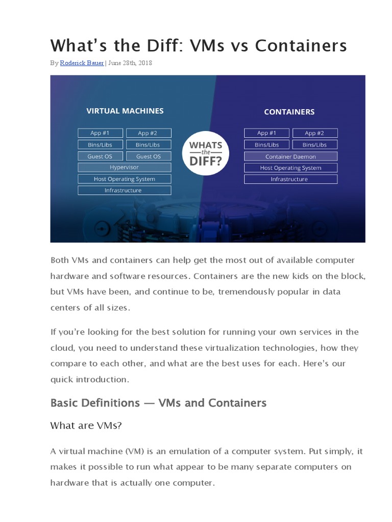 VM's vs. Containers | PDF | Virtual Machine | Virtualization