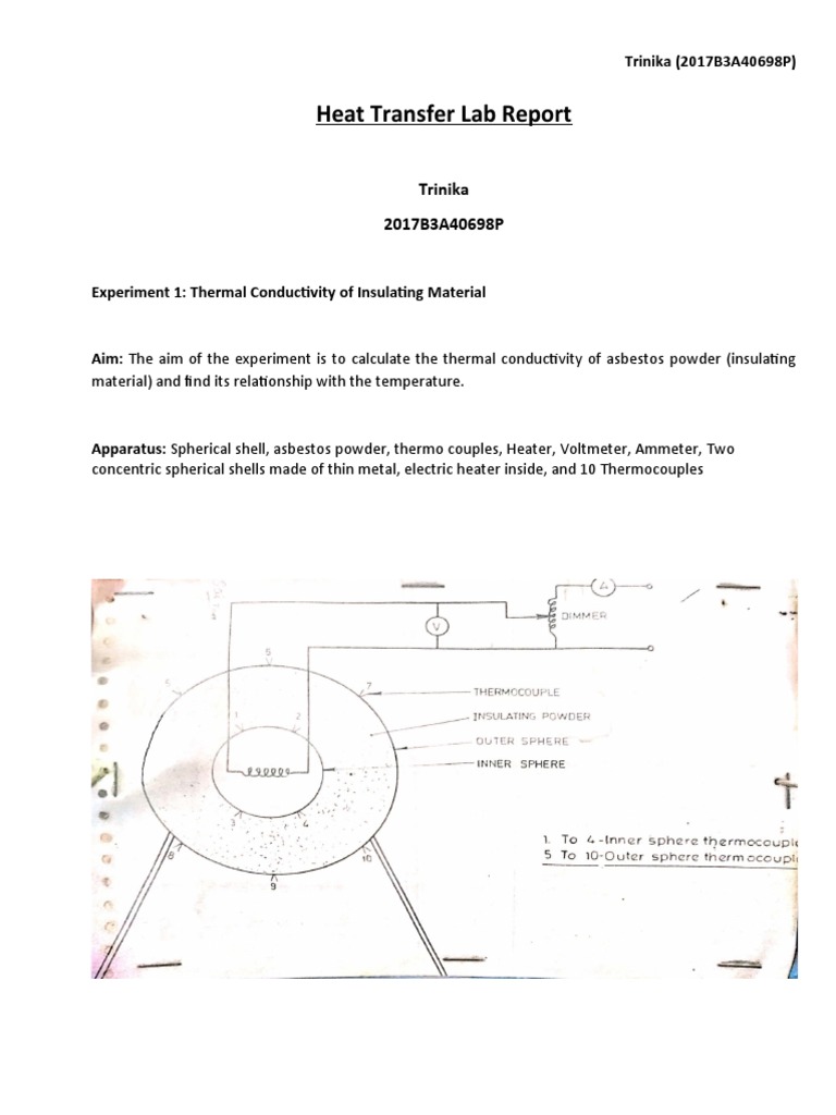 Heat Transfer Lab 1 | PDF | Thermal Conductivity | Heat Transfer