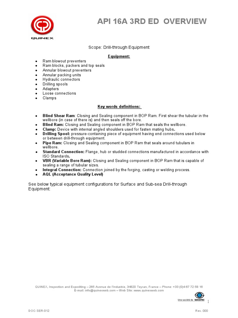 Doc-Ser-012 Api 16a 3RD Overview | PDF | Welding | Construction
