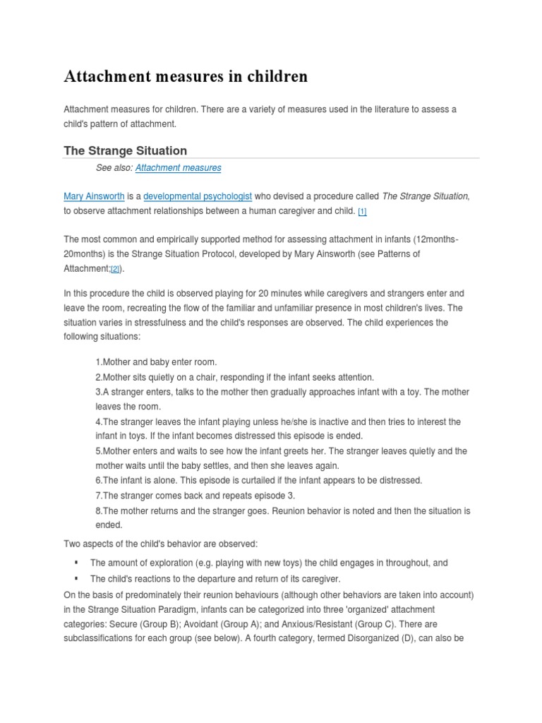 Attachment Measures in Children | PDF | Attachment Theory | Childhood