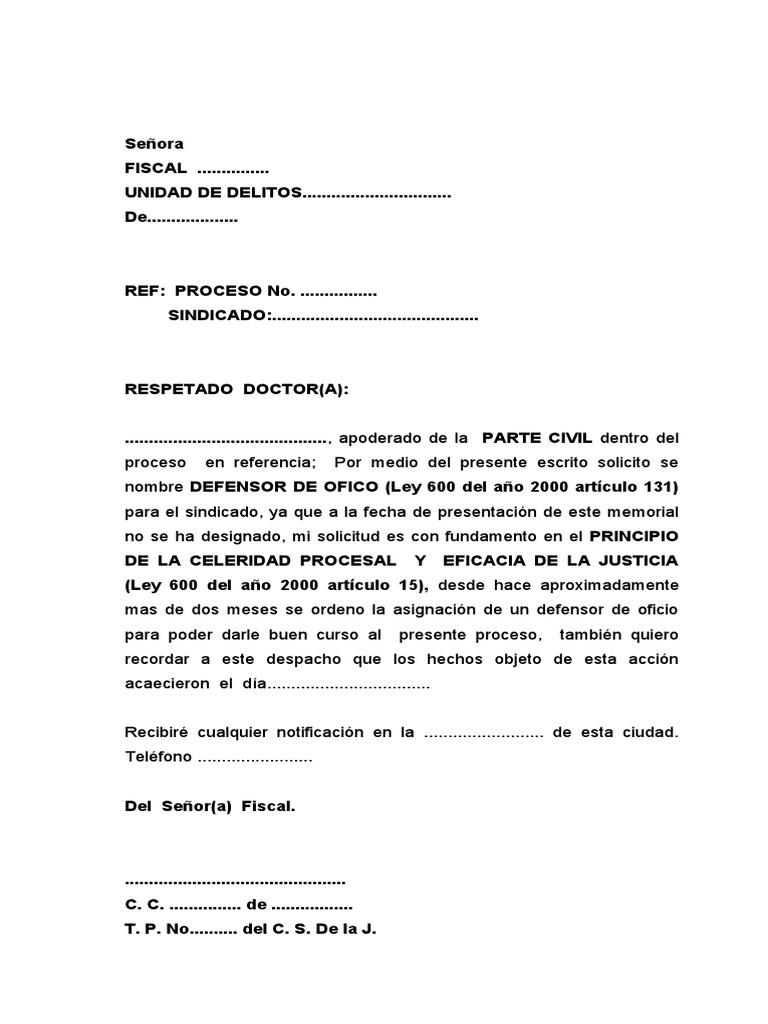 Solicitud de Defensor de Oficio | PDF