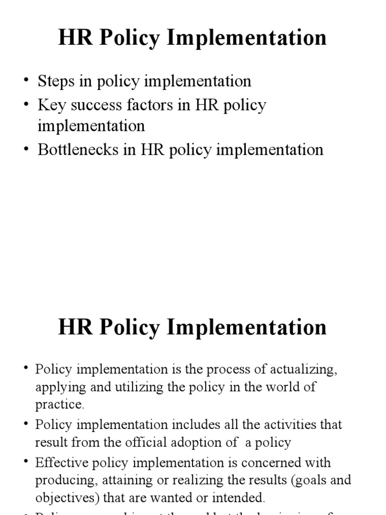 BHRM - HR Policy Implementation | PDF | Goal | Employment
