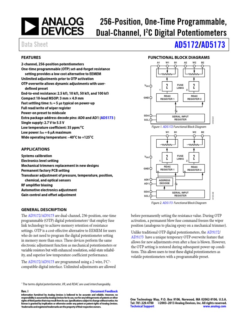 256-Position, One-Time Programmable, Dual-Channel, I C Digital ...