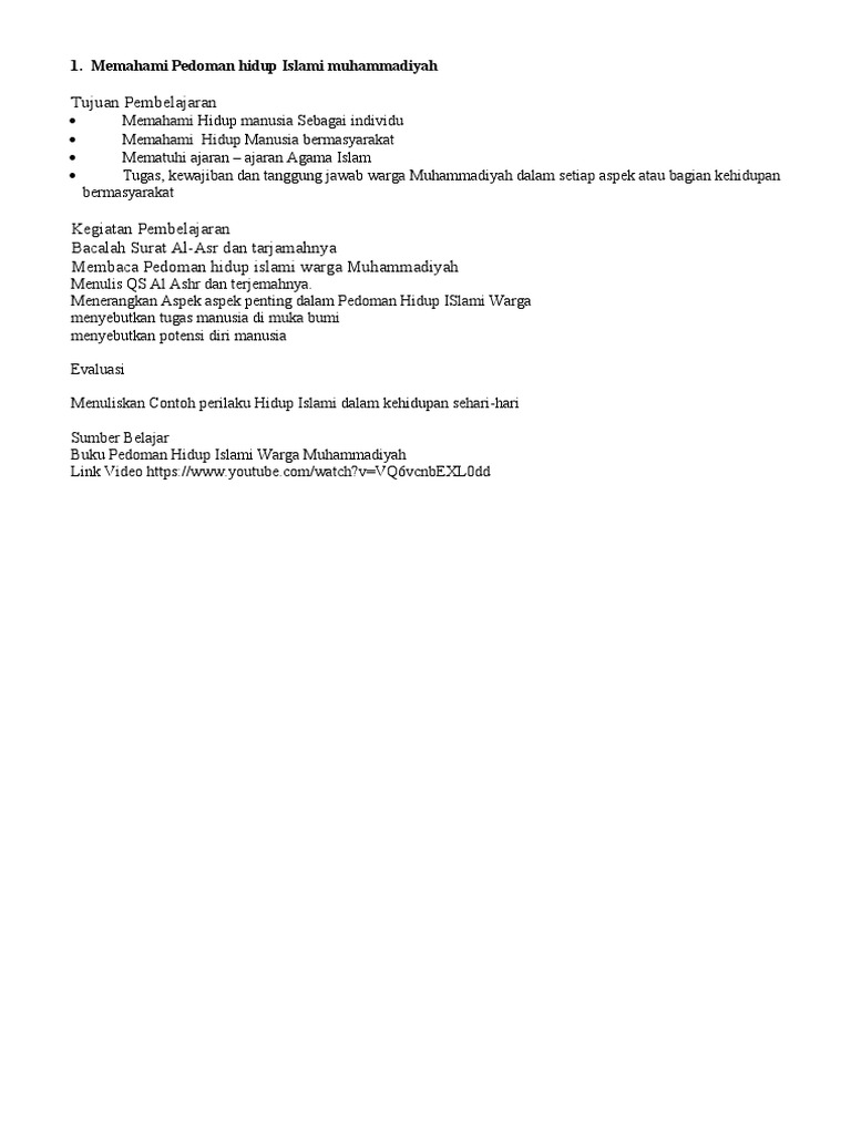 Memahami Pedoman Hidup Islami Muhammadiyah | PDF