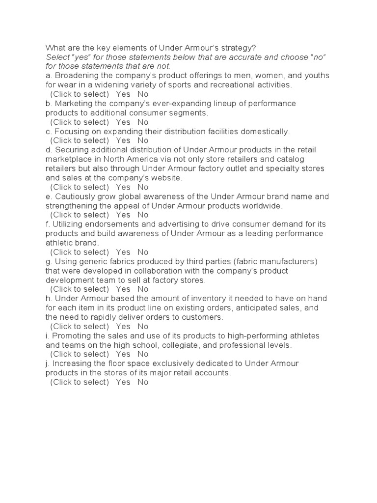 What Are The Key Elements of Under Armour | PDF