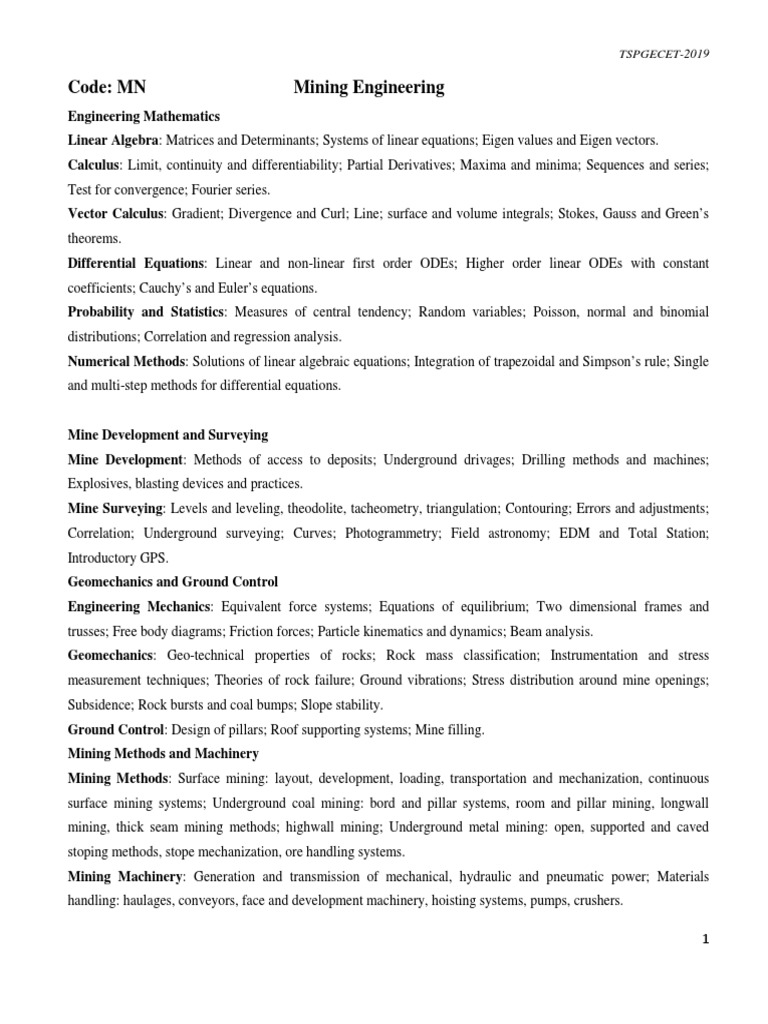 Code: MN Mining Engineering: Coefficients Cauchy's and Euler's ...