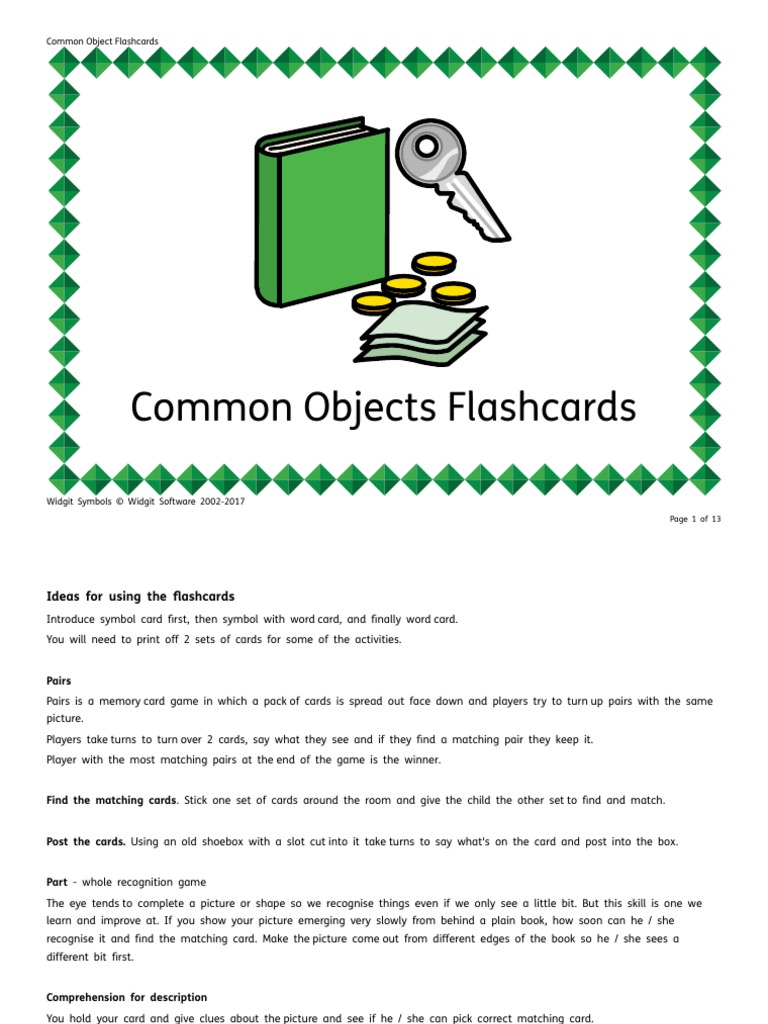Common Object Flashcards | PDF